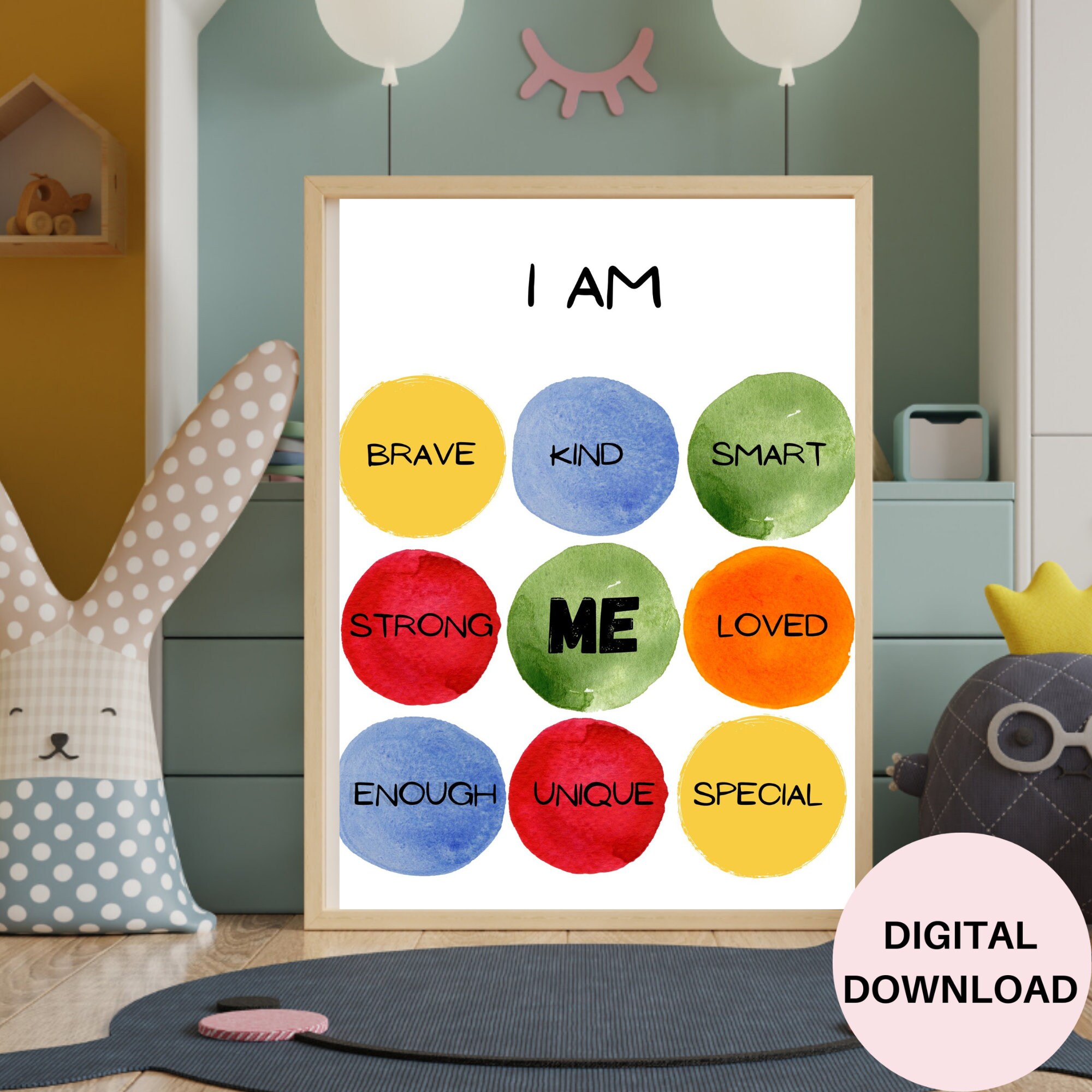 Kids Printable Wall Art, for Kids, Affirmation Poster, for Kids, I Am ...