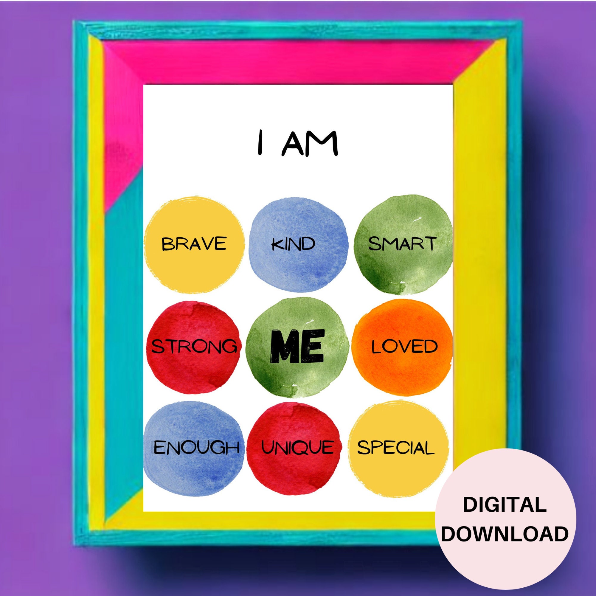 Kids Printable Wall Art, for Kids, Affirmation Poster, for Kids, I Am ...