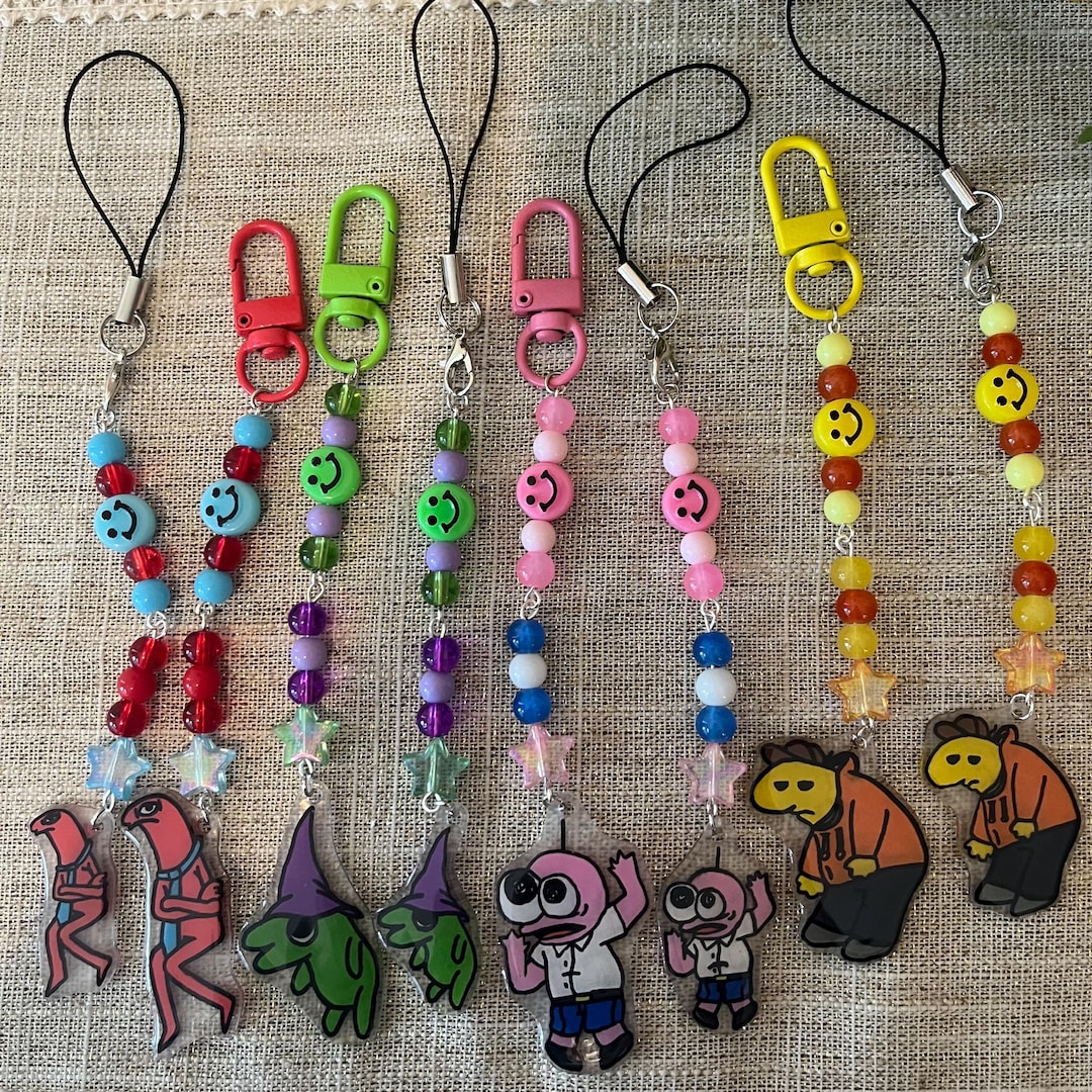 Smiling Friends Shrink Plastic Beaded Keychains and Phone Charms - Etsy