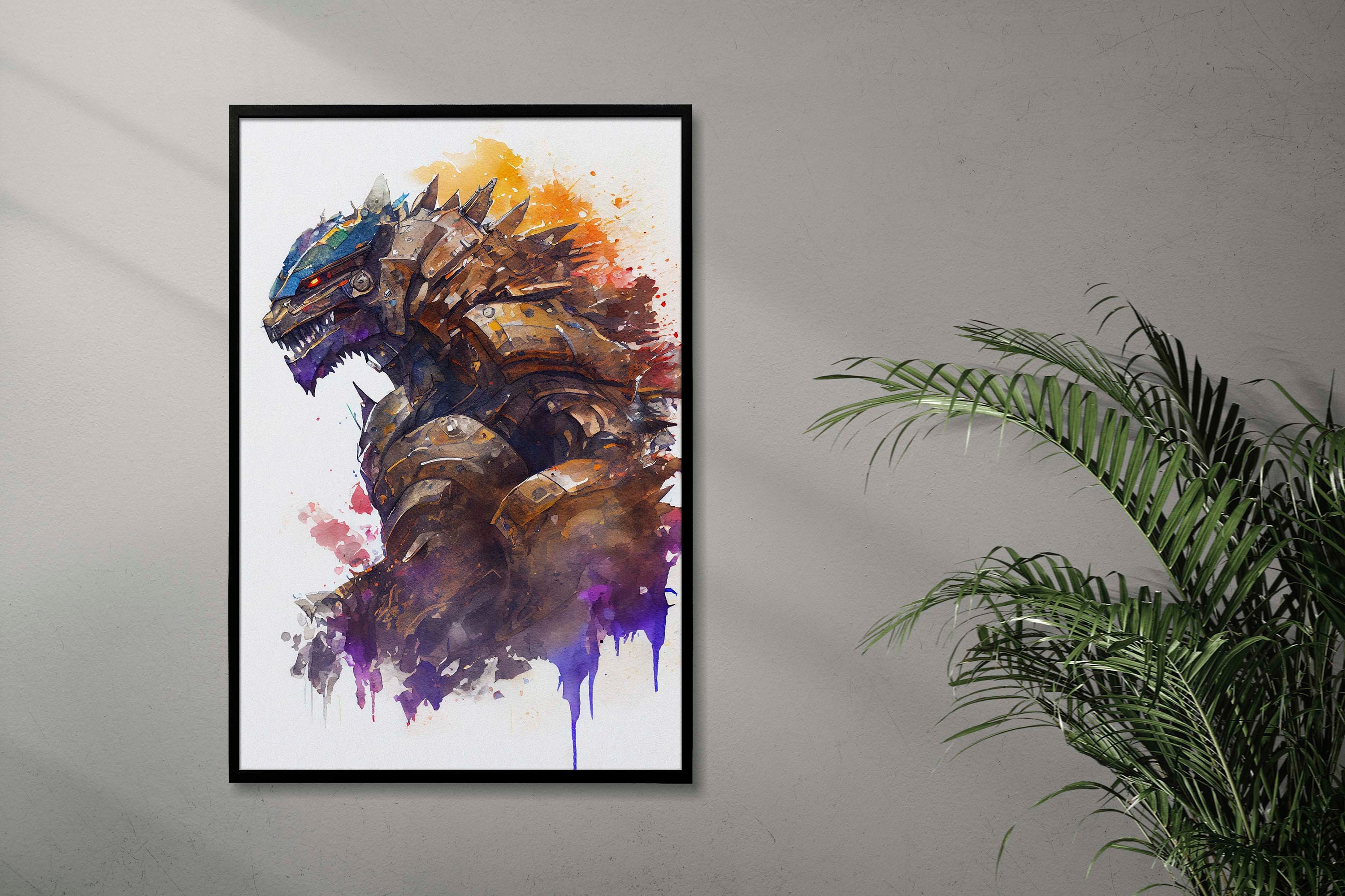 King of Monsters Mechagodzilla Watercolor Painting, Mechagodzilla ...