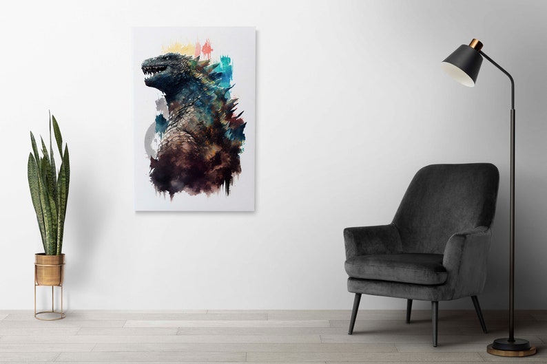 King of Monsters Godzilla Watercolor Painting, Godzilla Poster ...