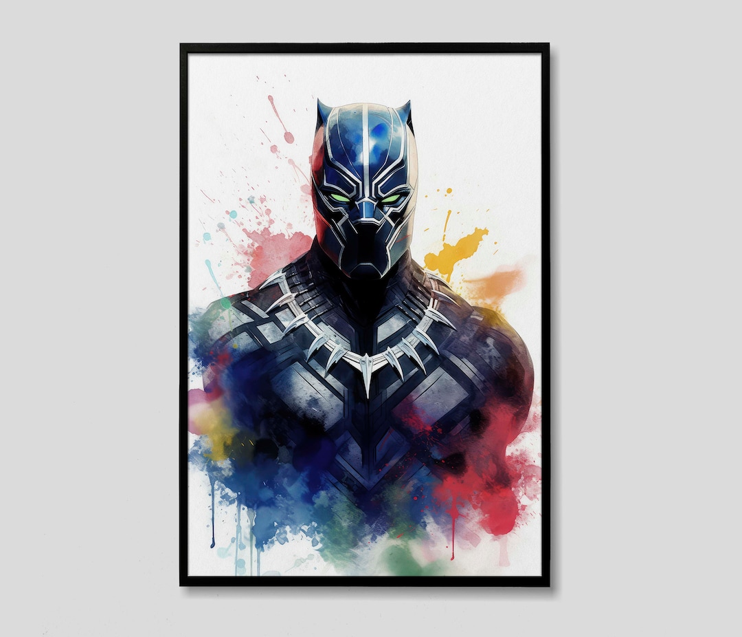 Black Panther Avengers Watercolor Art Print, Black Panther Avengers ...