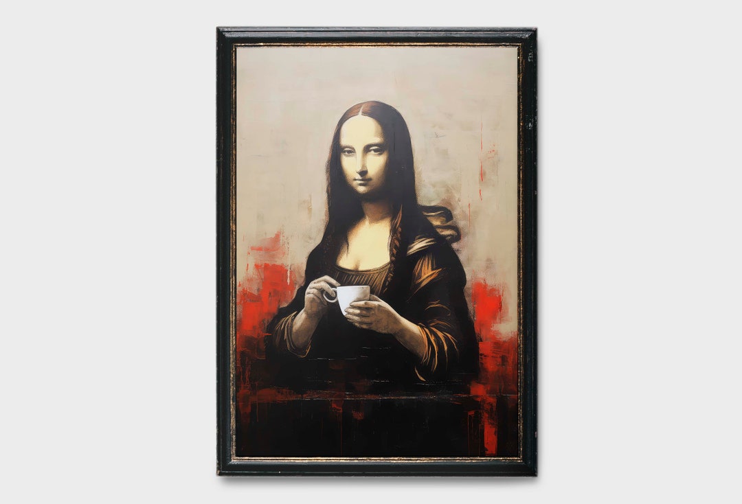 Vintage Painting of Mona Lisa, Vintage Water Color Painting, Mona Lisa ...