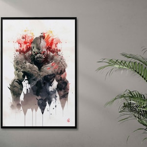DC Doomsday Watercolor Painting, DC Comics Doomsday Wall Art Poster ...
