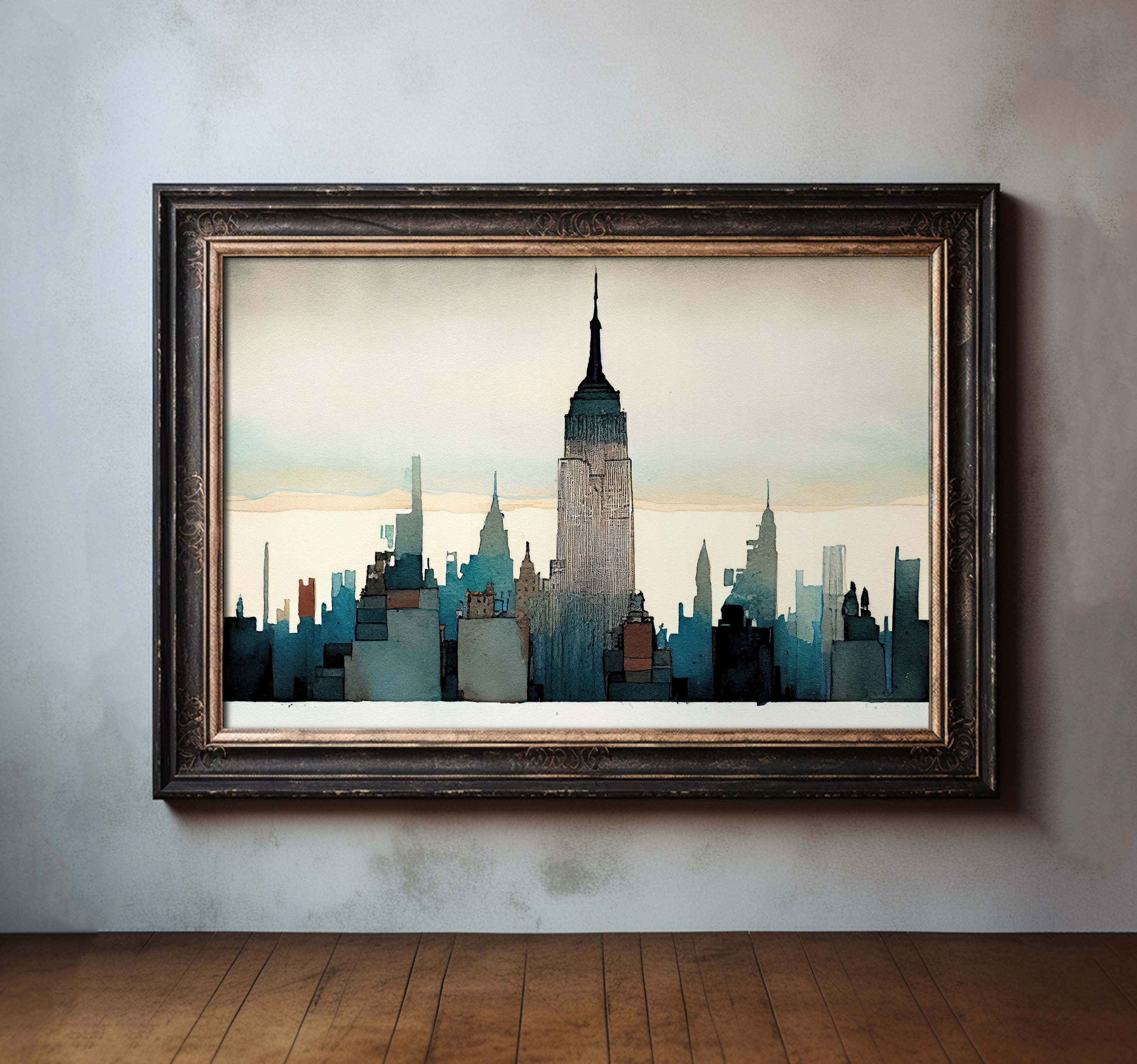 Vintage NY Painting of Empire State Building Empire State - Etsy