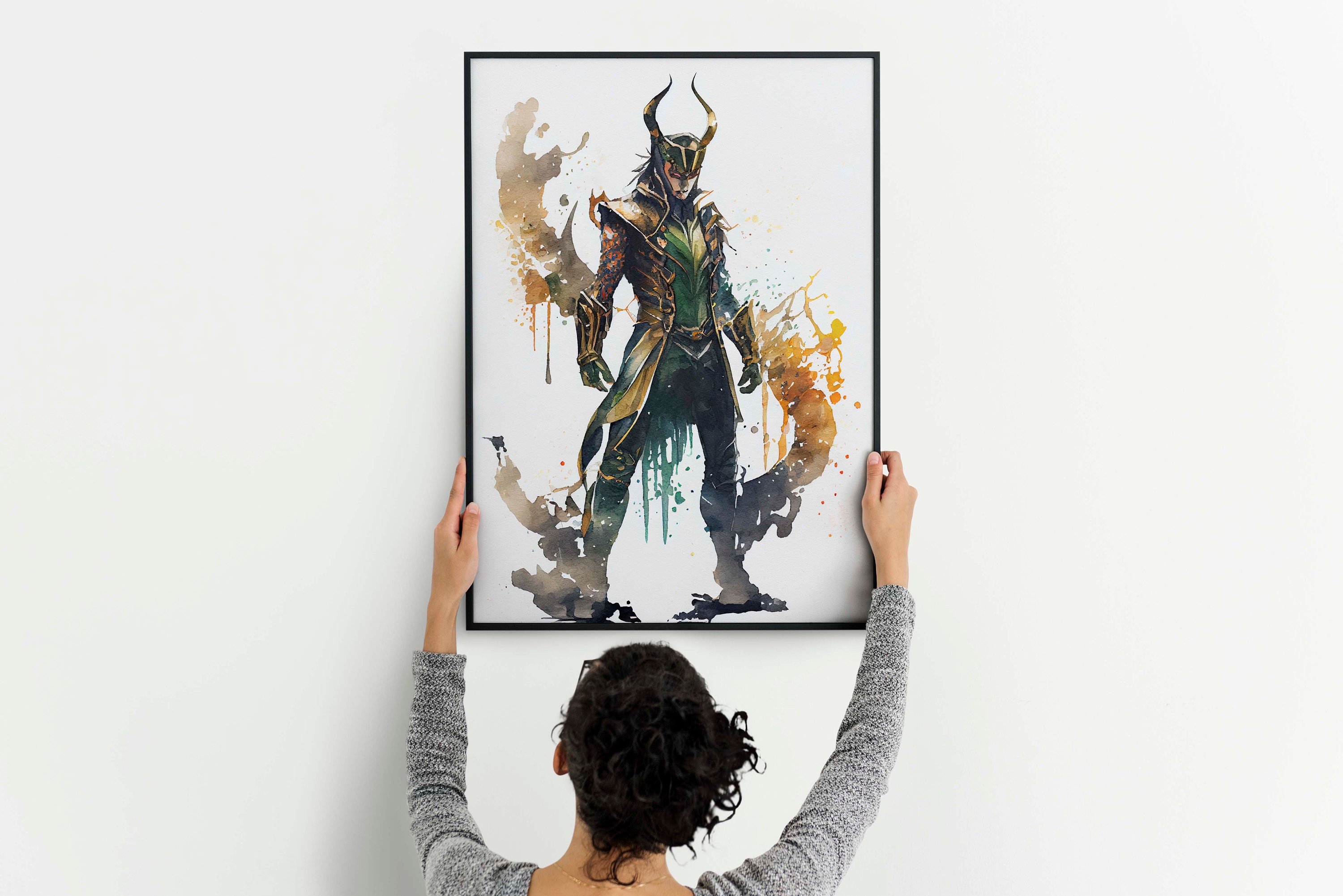 Avengers Loki Marvel Watercolor Art Print, Loki Avengers Painting, Wall ...