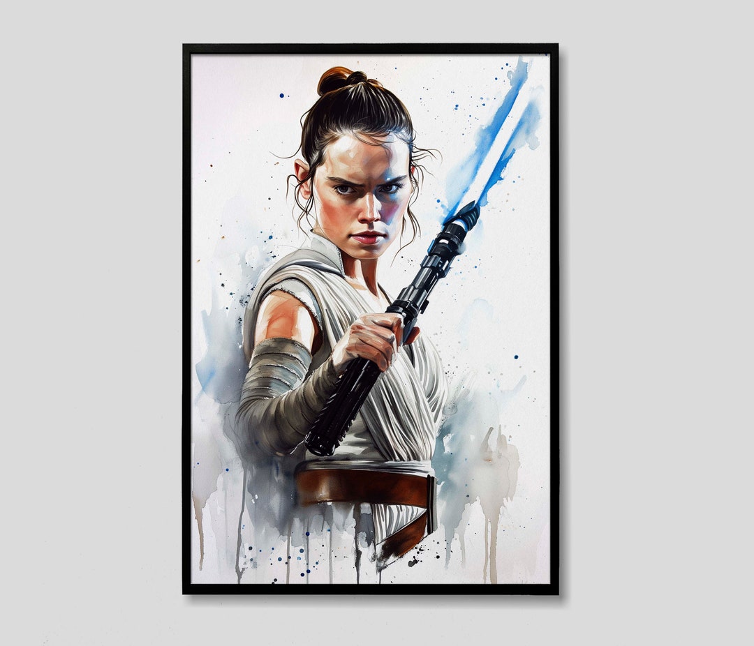 Rey Skywalker Star Wars Watercolor Painting, Rey Skywalker Star Wars ...