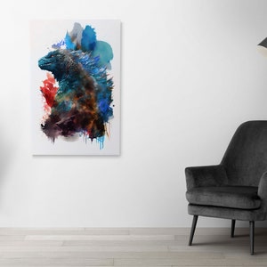 King of Monsters Godzilla Watercolor Painting, Godzilla Poster ...