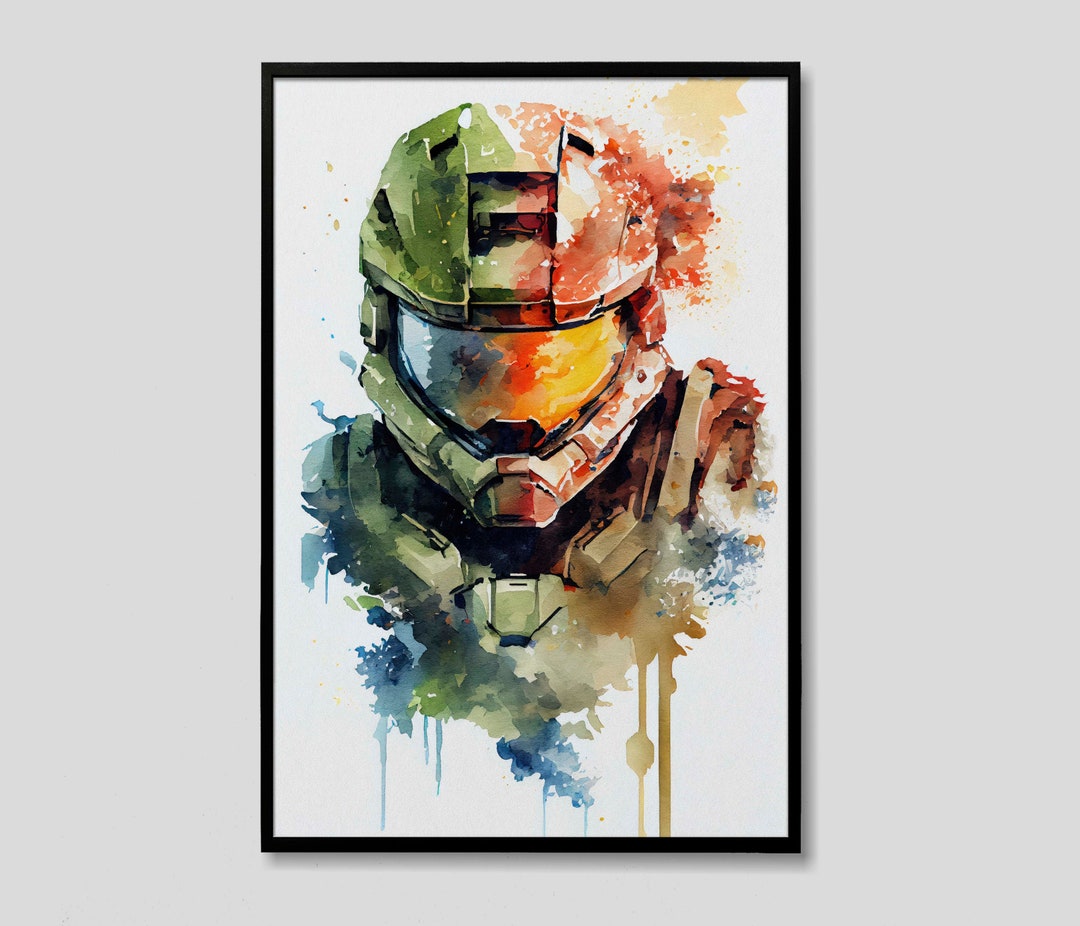 Halo Master Chief Watercolor Art Print, Master Chief Halo Painting ...