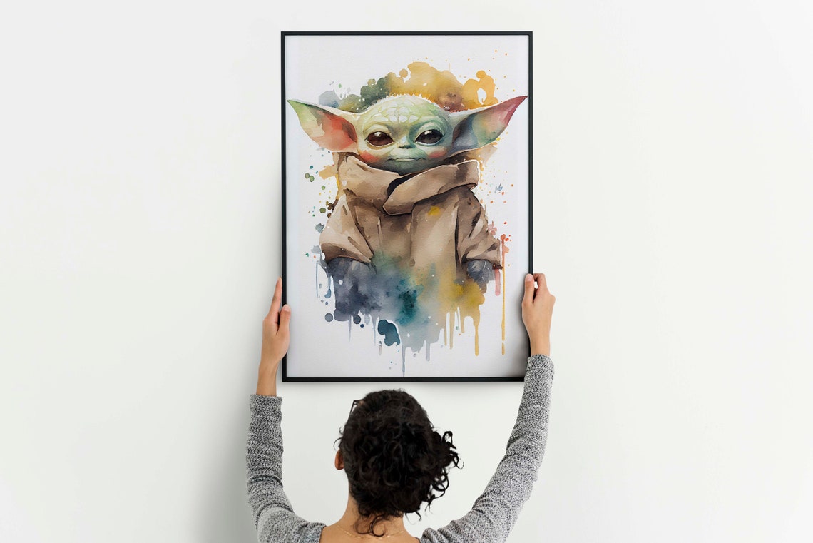 Grogu (baby Yoda) Star Wars Watercolor Art Print, Grogu (yoda) Star ...
