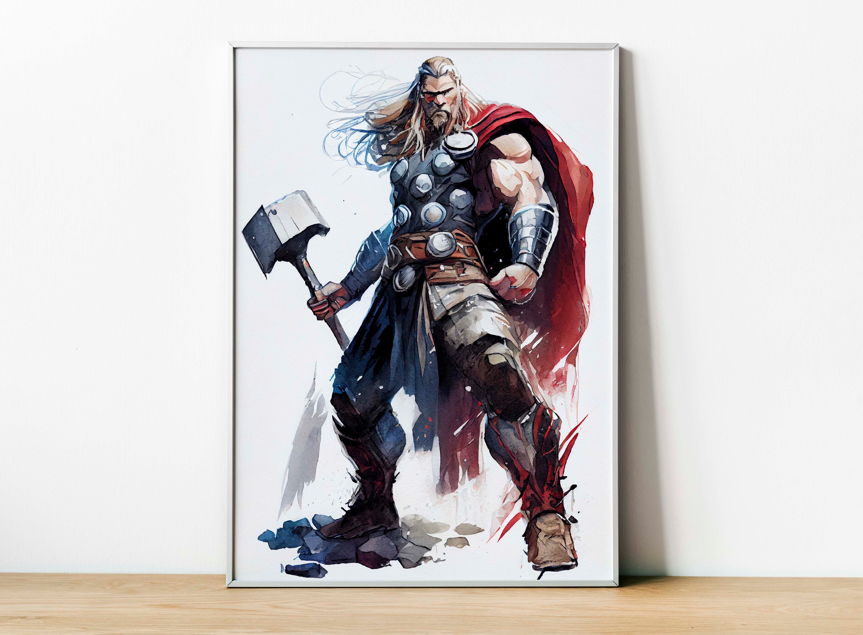 Avengers Thor Odinson Marvel Watercolor Art Print, Thor Avengers ...
