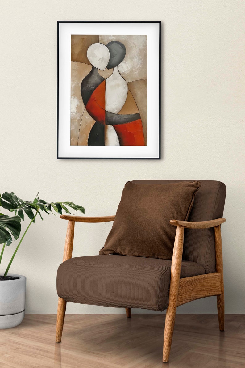 Vintage Couple Hug Abstract Art Print: Home Decor Painting (digital ...