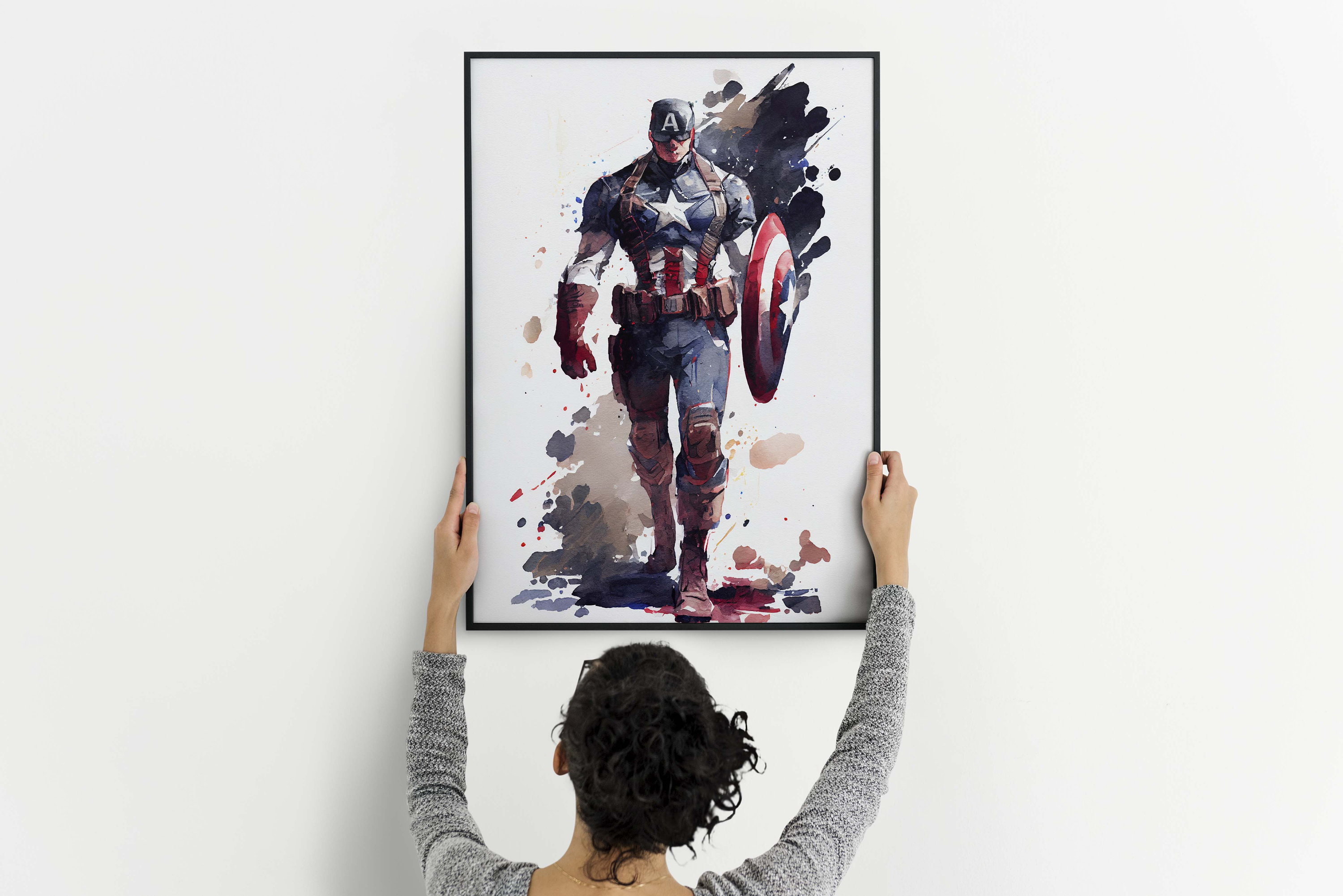 Captain America Avengers Watercolor Art Print Captain America - Etsy