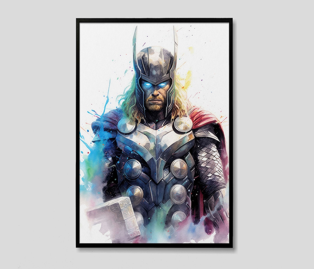 Avengers Thor Odinson Marvel Watercolor Art Print, Thor Avengers ...