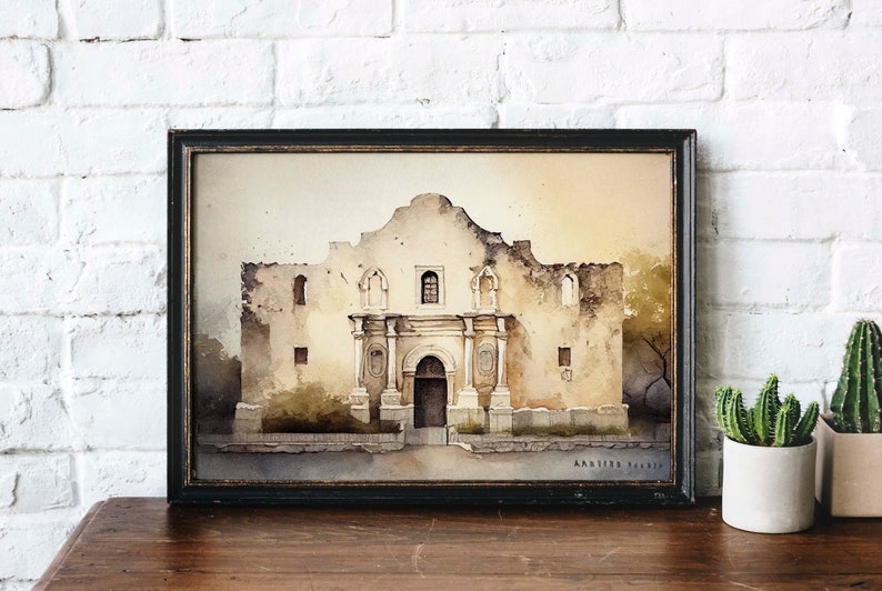 Vintage Painting the Alamo in San Antonio Texas, the Alamo Painting ...
