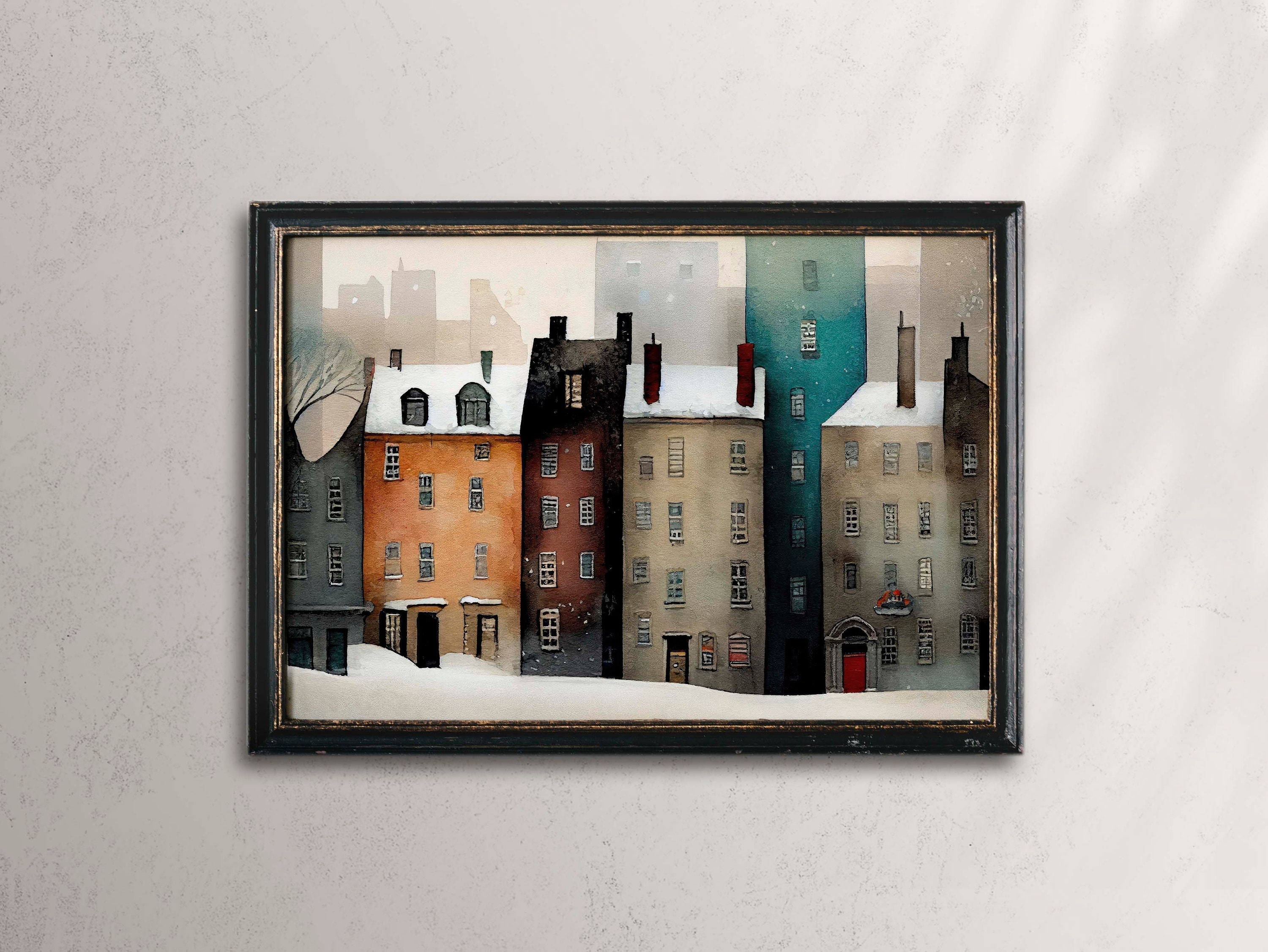 Vintage Boston Painting of Buildings, Buildings Painting, Boston Oil ...