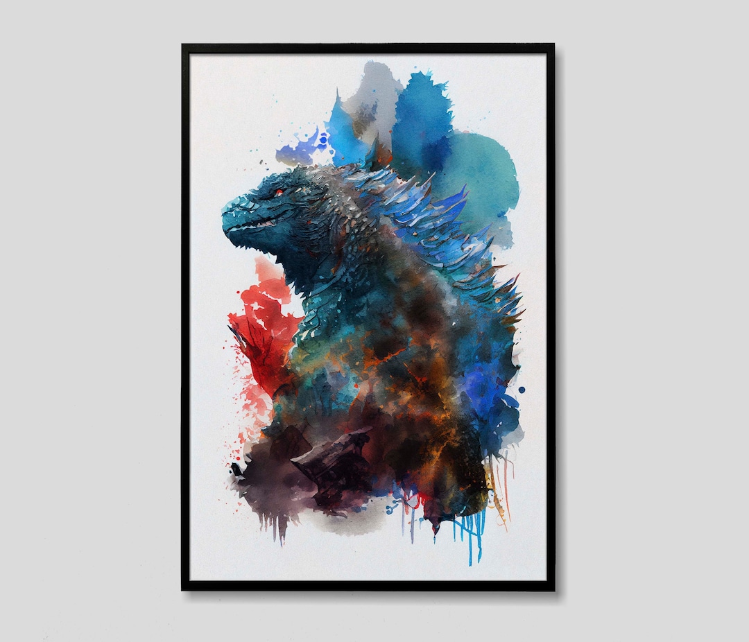 King of Monsters Godzilla Watercolor Painting, Godzilla Poster ...
