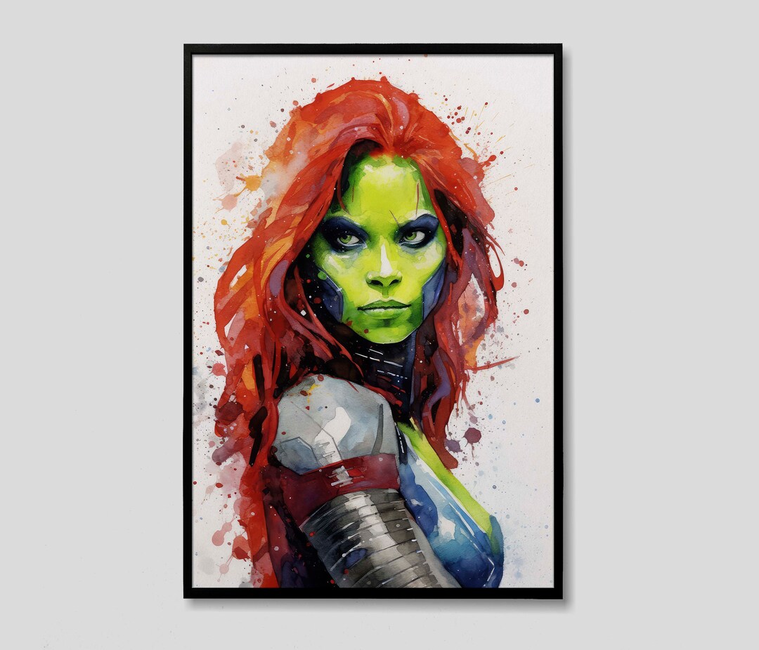 Gamora Marvel Watercolor Art Print, Gamora Marvel Painting Wall Art ...