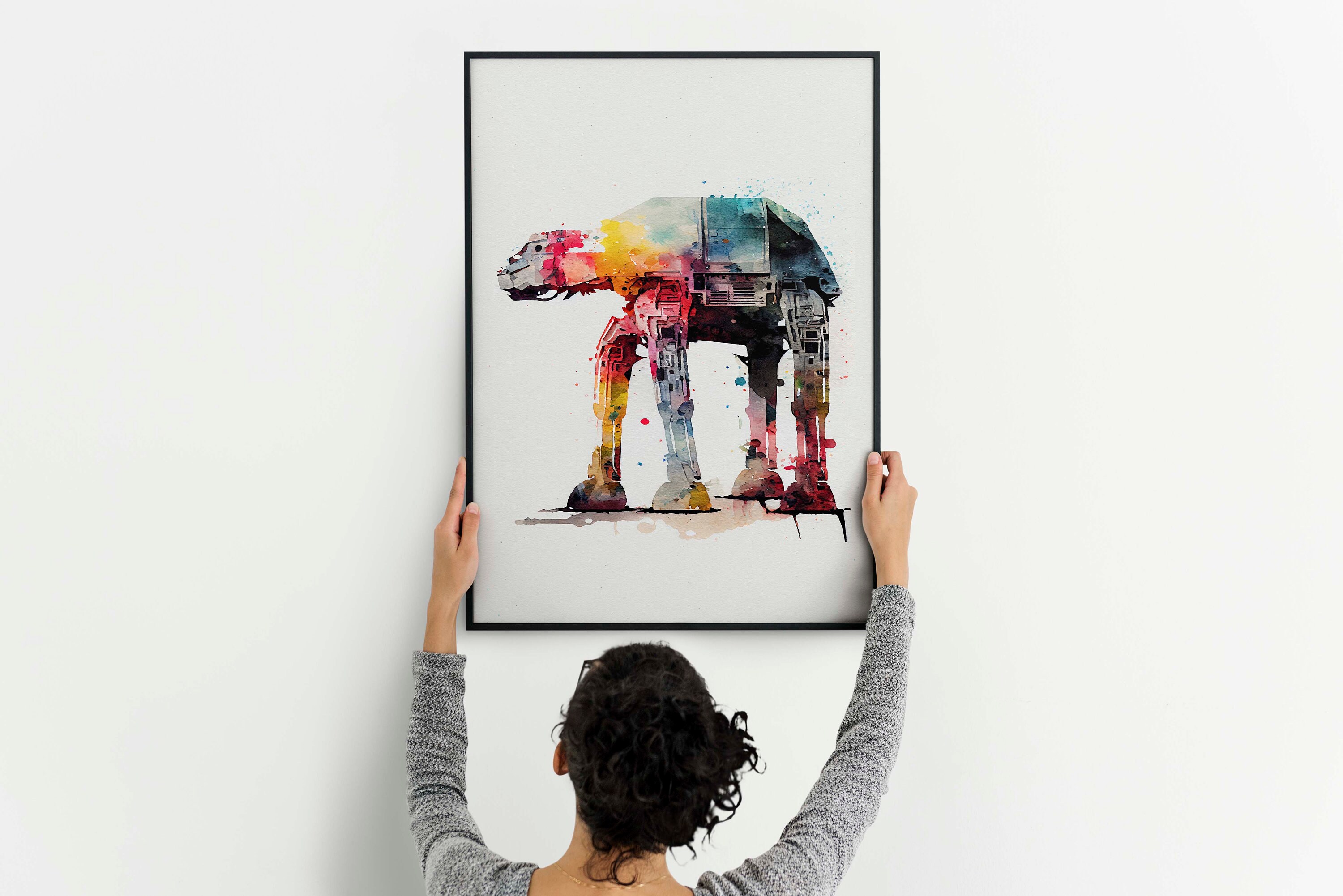 AT-AT Star Wars Watercolor Art Print, ATAT Star Wars Painting Wall Art ...