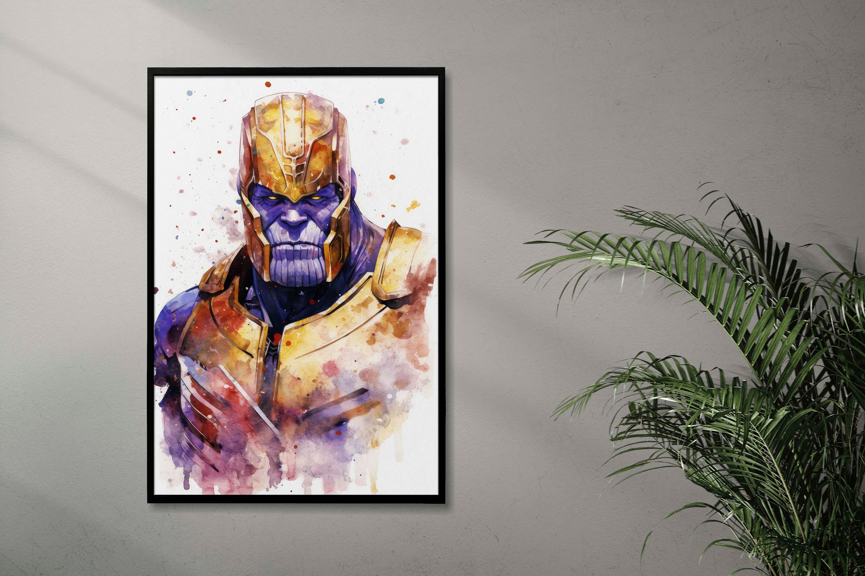 Thanos Avengers Watercolor Art Print, Avengers Thanos Painting Wall Art ...
