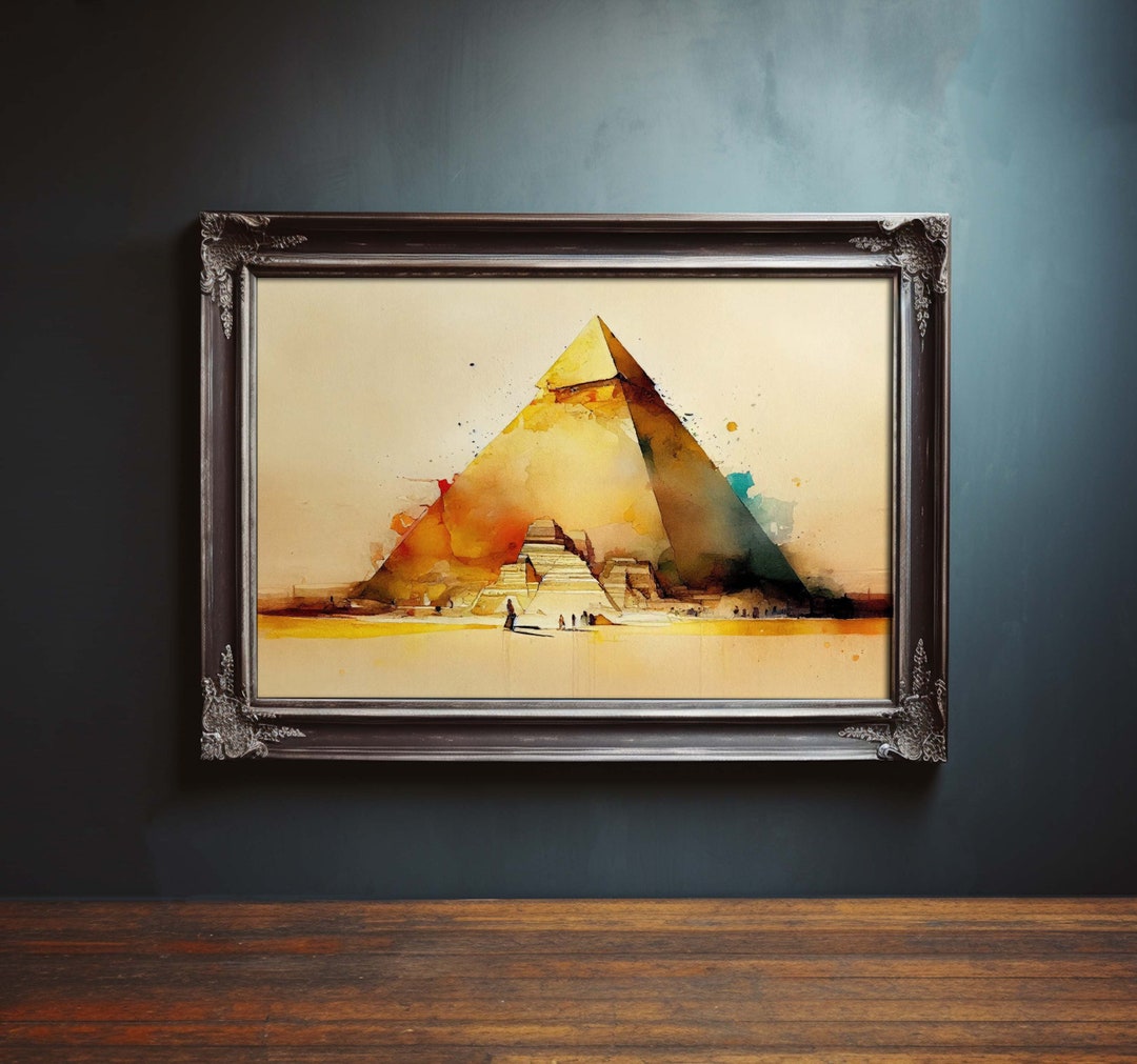 Vintage Egypt Painting, Vintage Great Pyramid of Giza Water Color ...