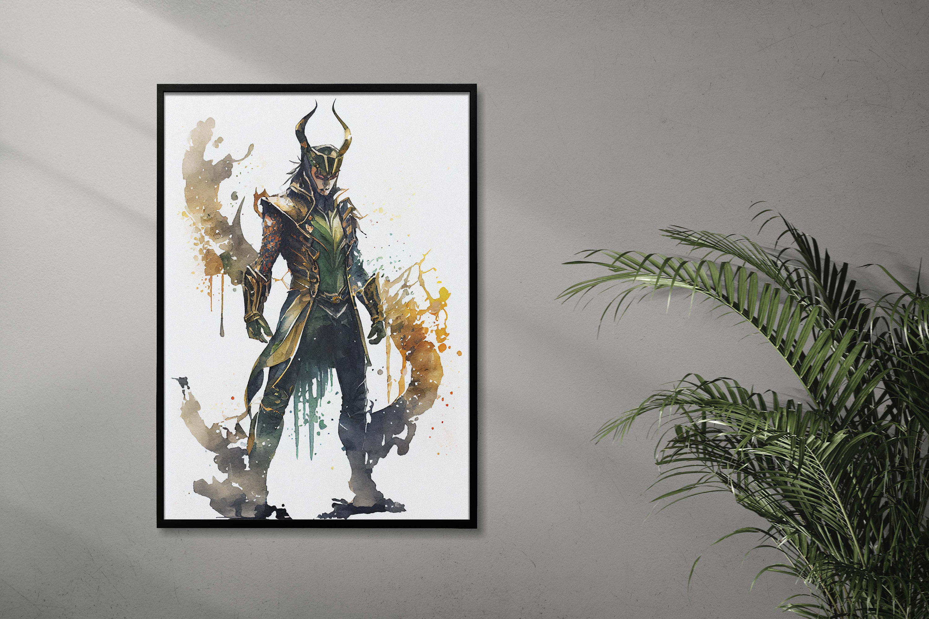 Avengers Loki Marvel Watercolor Art Print, Loki Avengers Painting, Wall ...