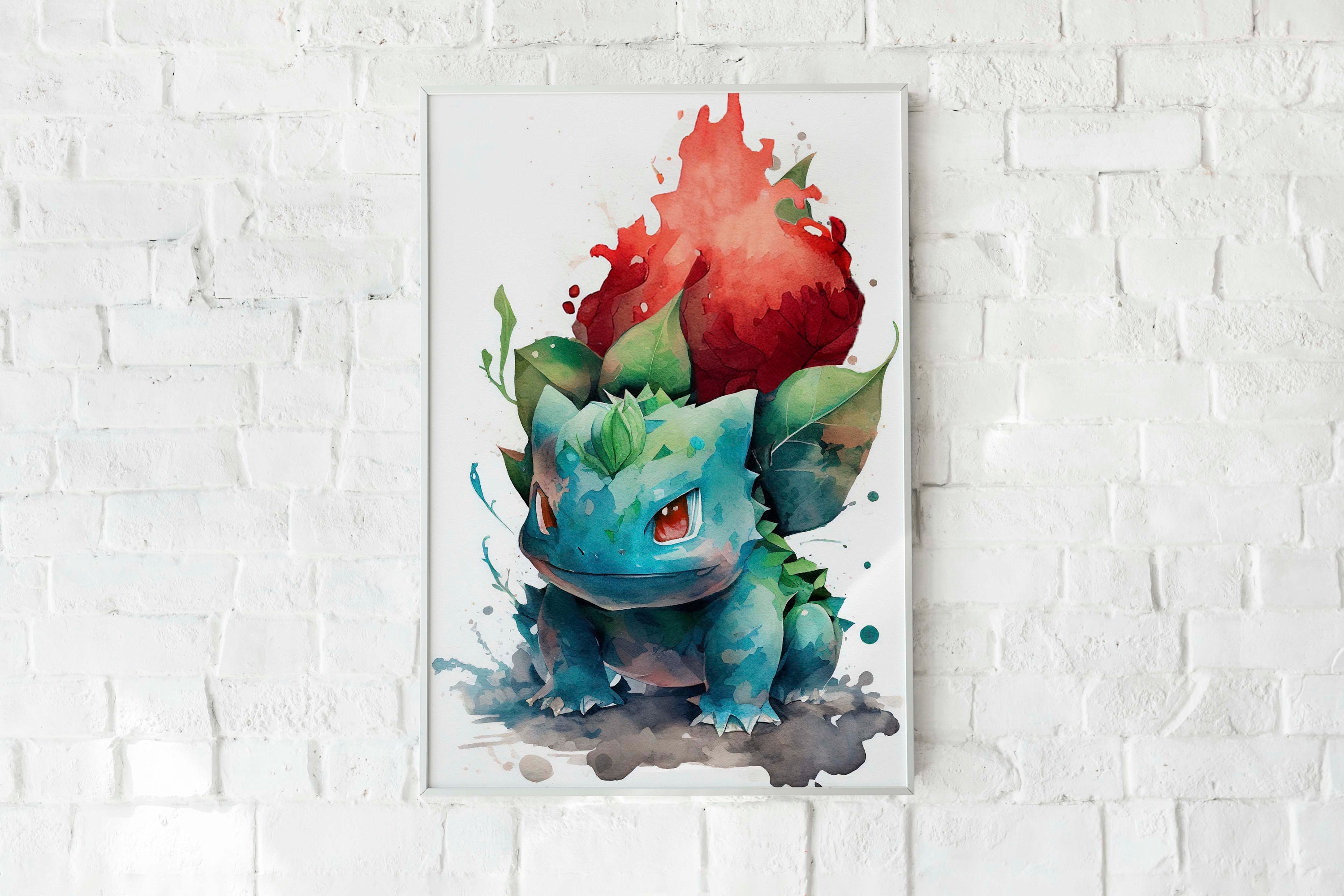 Ivysaur Pokémon Watercolor Painting, Ivysaur Pokémon Wall Art Poster ...