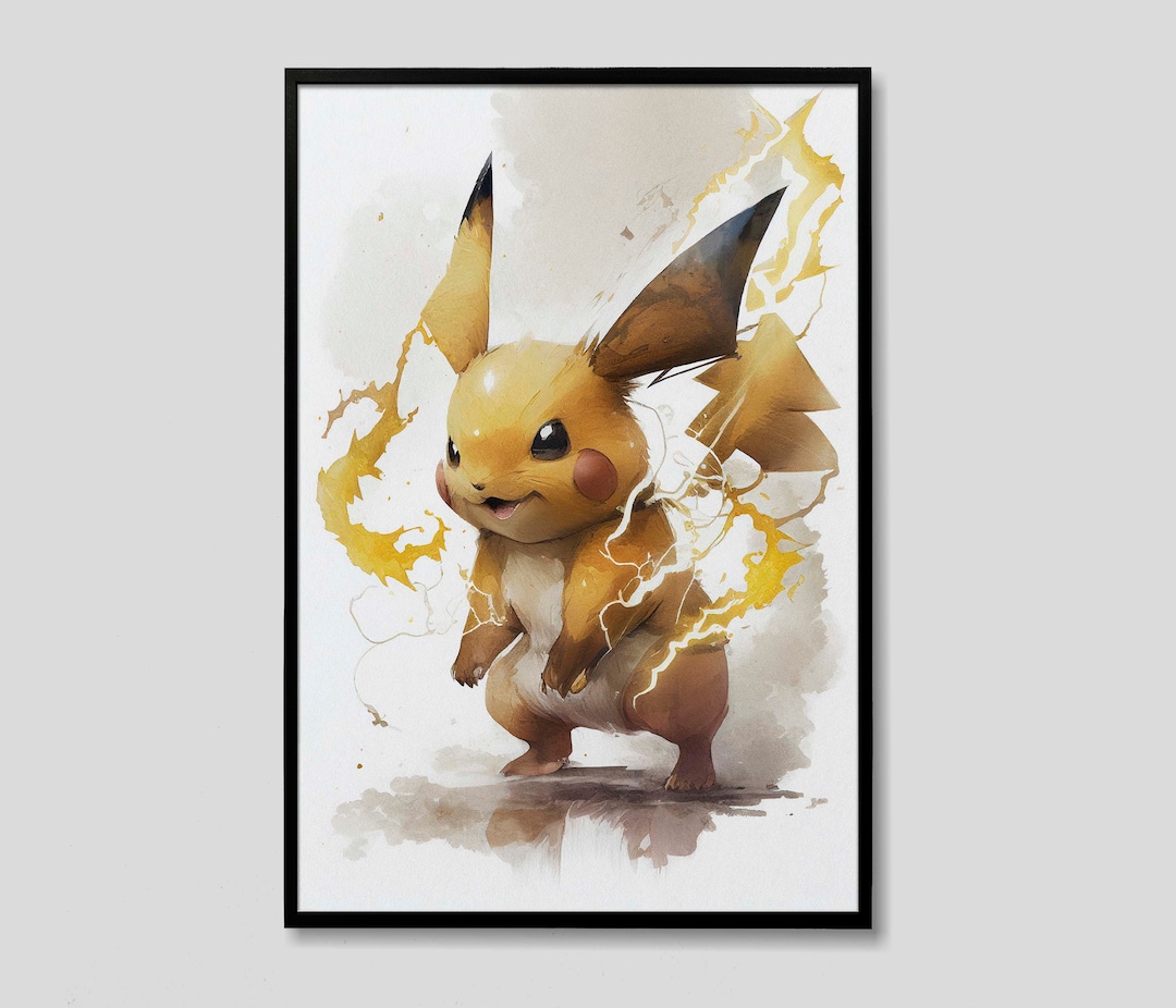 Raichu Pokémon Watercolor Painting, Raichu Pokémon Wall Art Poster ...