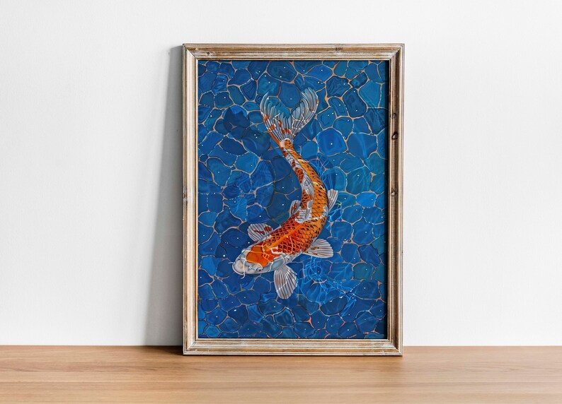 Vintage Koi Fish Watercolor Painting: Japanese Landscape Art (digital ...