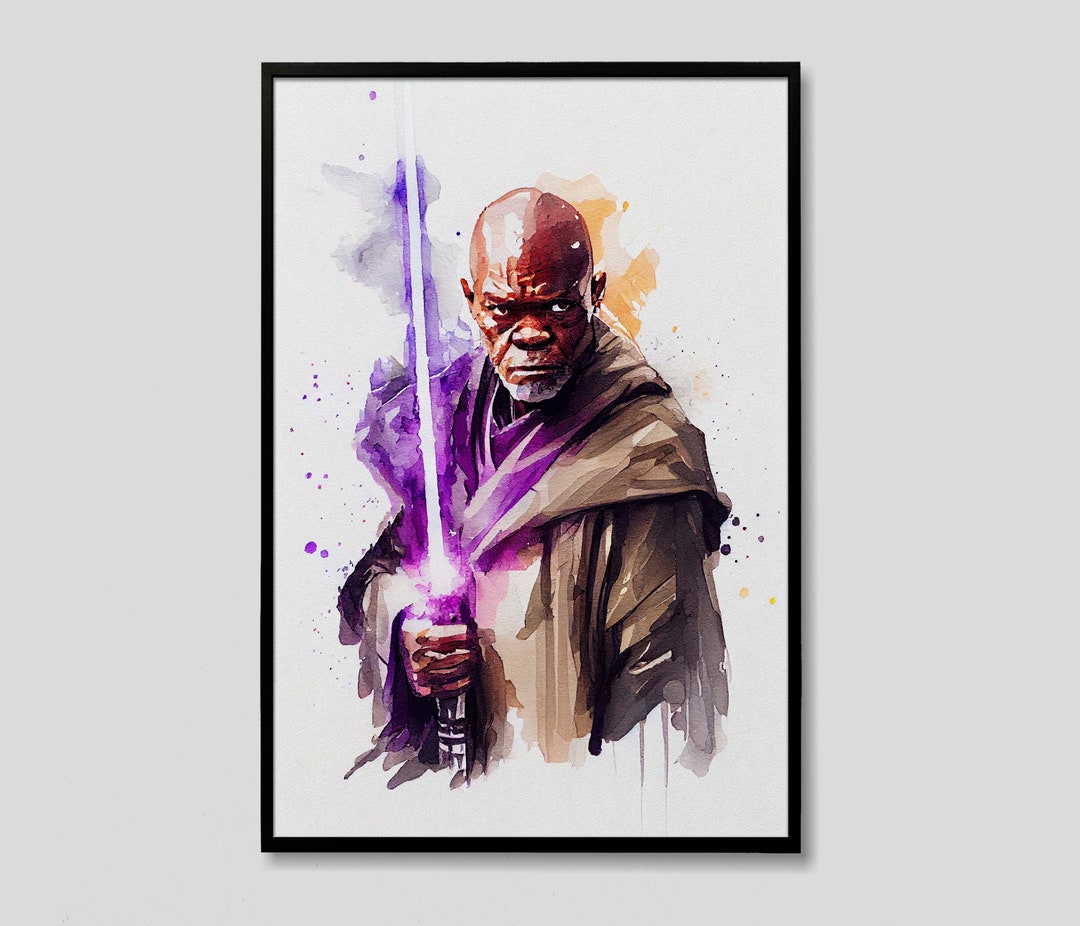 Mace Windu Star Wars Watercolor Art Print, Mace Windu Star Wars ...