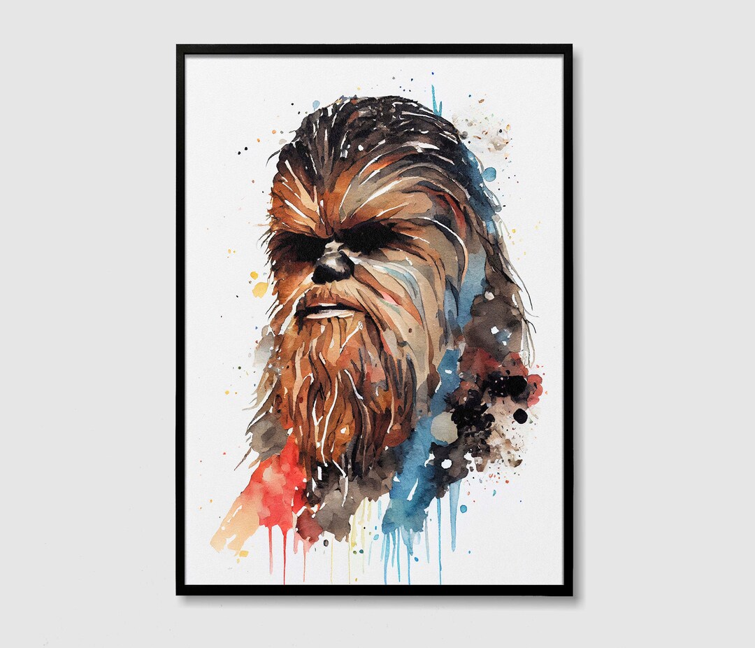 Chewbacca Star Wars Watercolor Art Print, Chewbacca Star Wars Painting ...