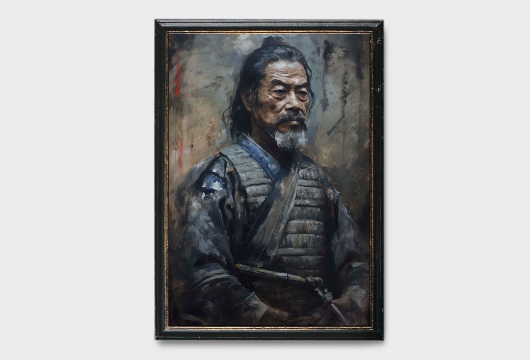 Vintage Coastal Painting of Samurai, Vintage Water Color Painting ...