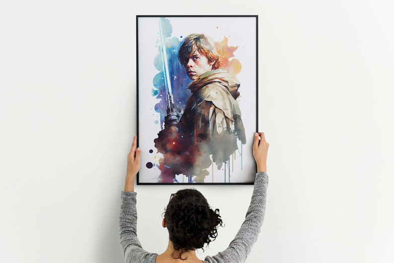 Luke Skywalker Jedi Star Wars Watercolor Art Print, Luke Skywalker Star ...