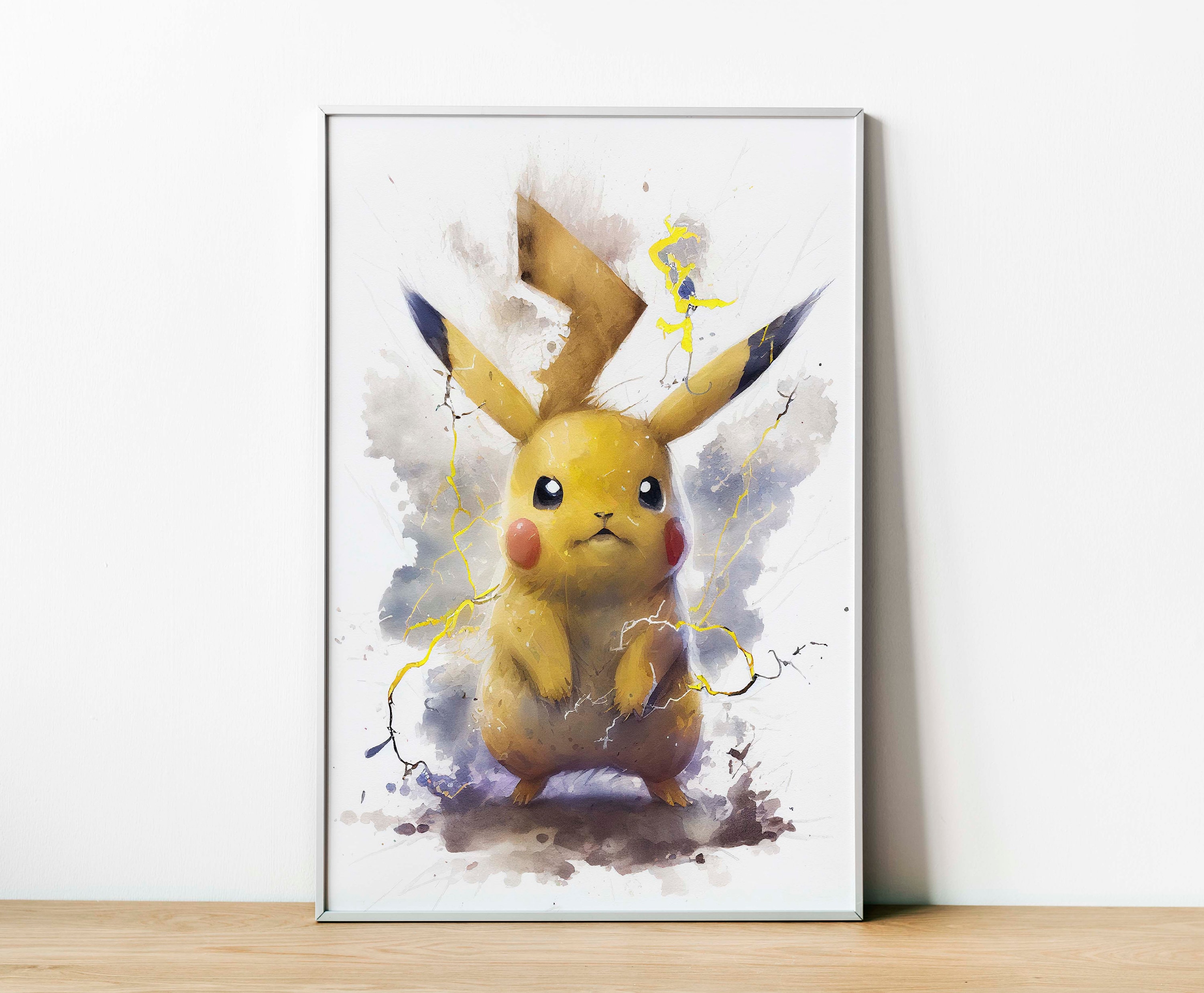 Pikachu Pokémon Watercolor Art Print, Pikachu Pokémon Painting Wall Art ...
