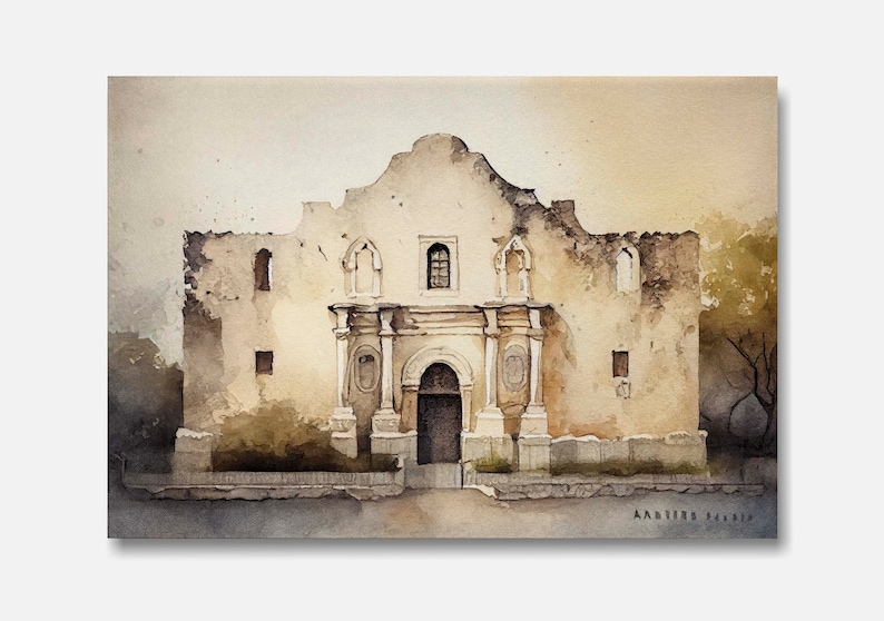 Vintage Painting the Alamo in San Antonio Texas, the Alamo Painting ...