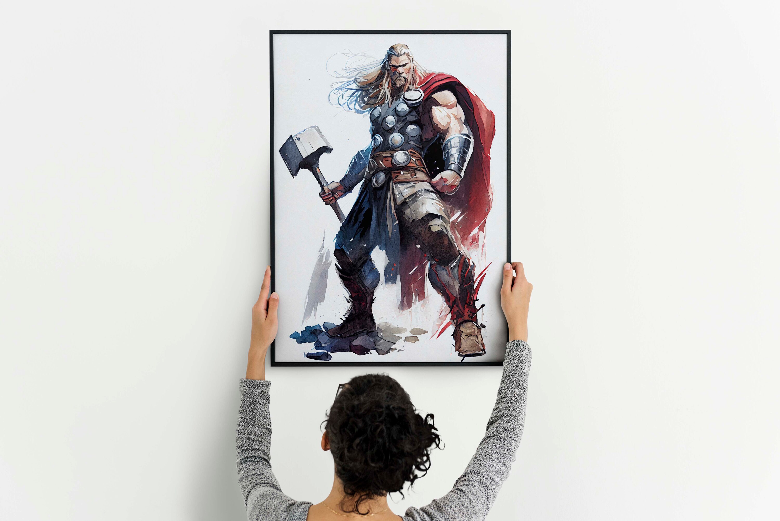 Avengers Thor Odinson Marvel Watercolor Art Print, Thor Avengers ...