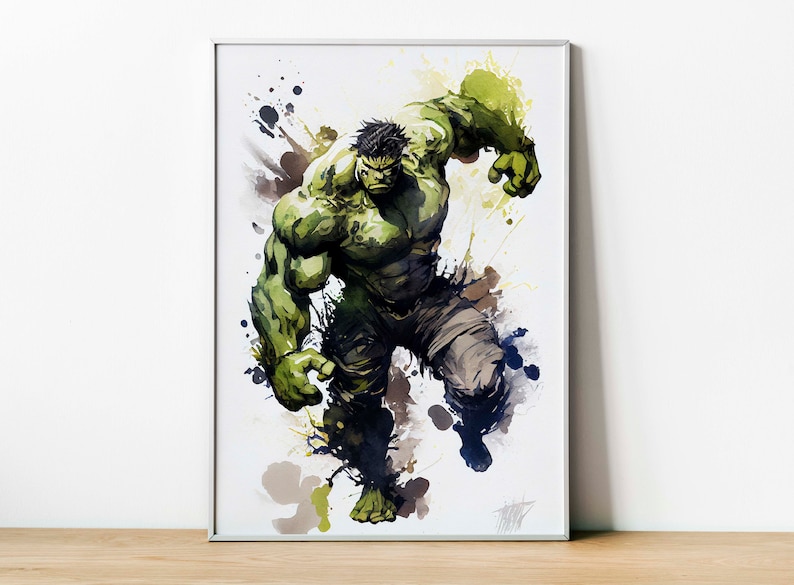 Incredible Hulk Avengers Watercolor Art Print, Incredible Hulk Painting ...