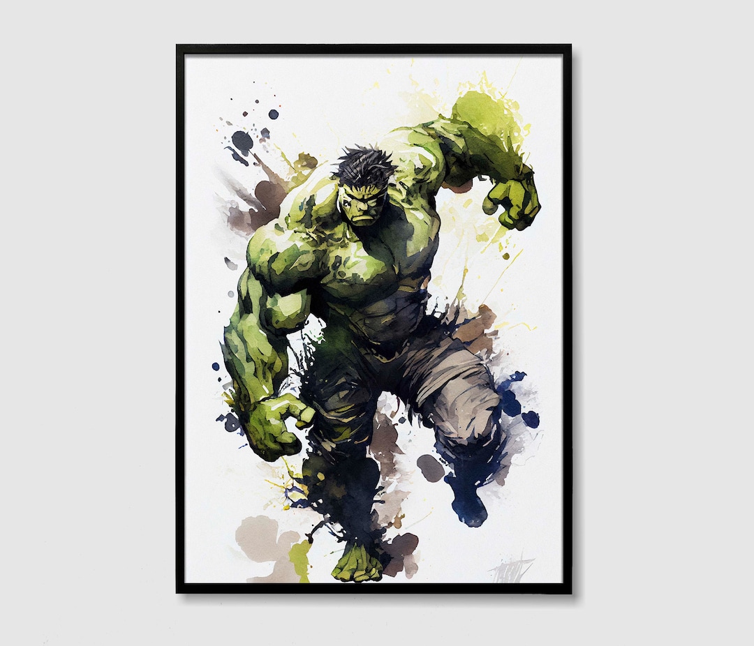 Incredible Hulk Avengers Watercolor Art Print, Incredible Hulk Painting ...
