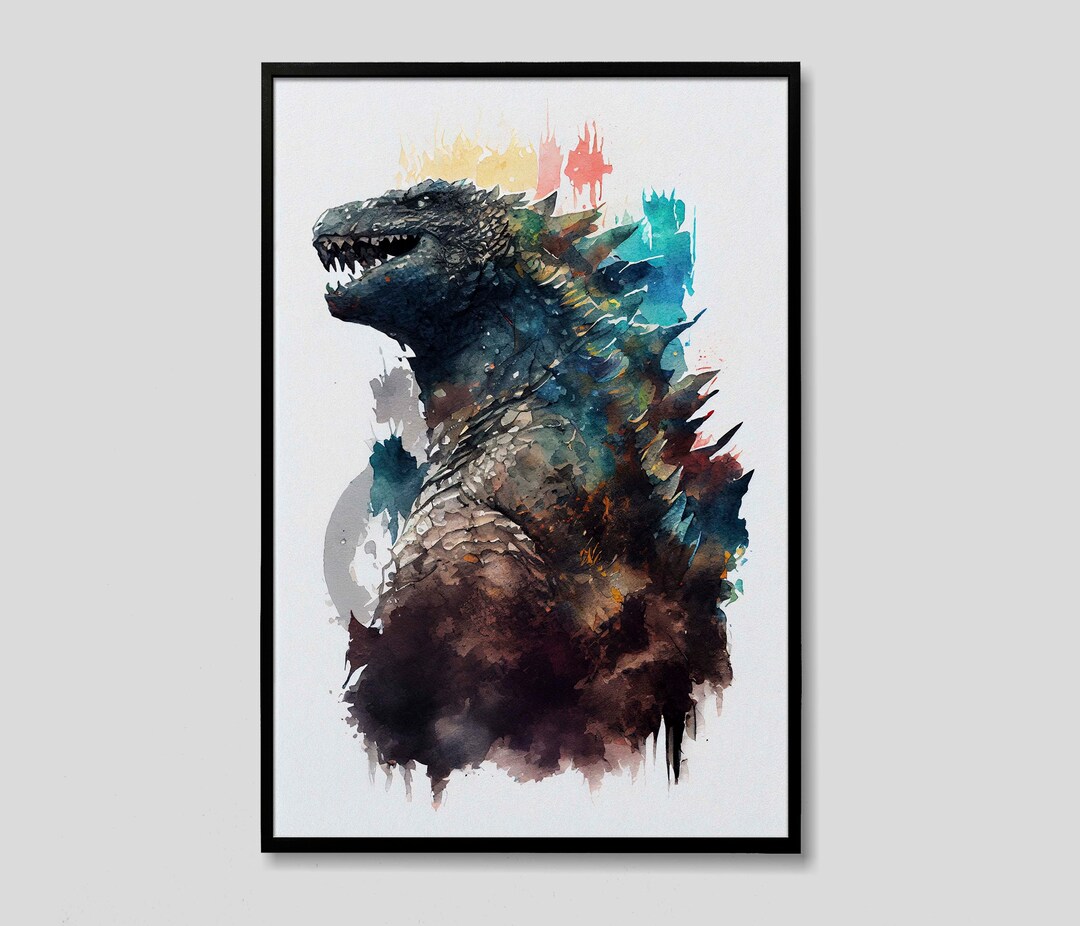 King of Monsters Godzilla Watercolor Painting, Godzilla Poster ...