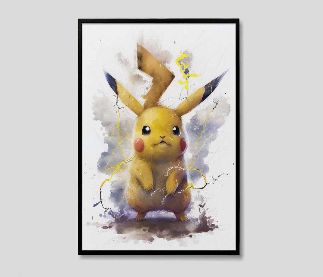 Pikachu Pokémon Watercolor Art Print, Pikachu Pokémon Painting Wall Art ...