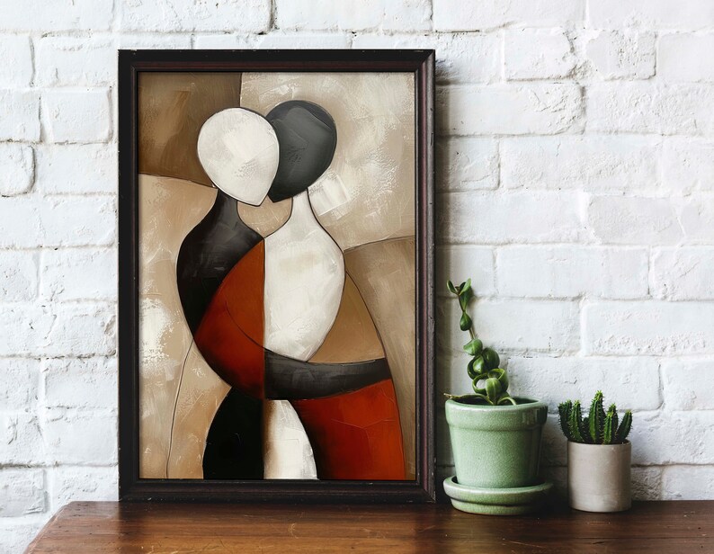 Vintage Couple Hug Abstract Art Print: Home Decor Painting (digital ...