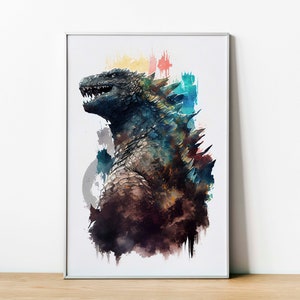 King of Monsters Godzilla Watercolor Painting, Godzilla Poster ...