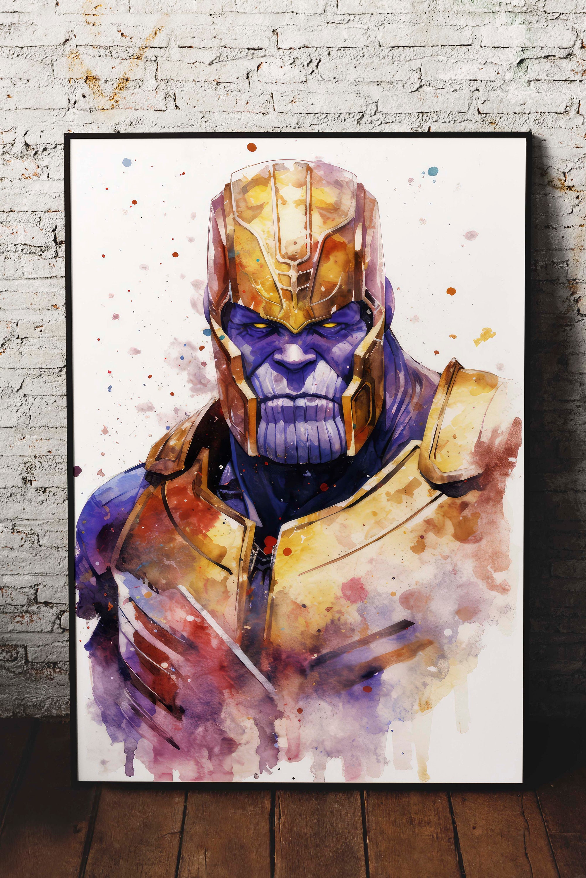 Thanos Avengers Watercolor Art Print, Avengers Thanos Painting Wall Art ...