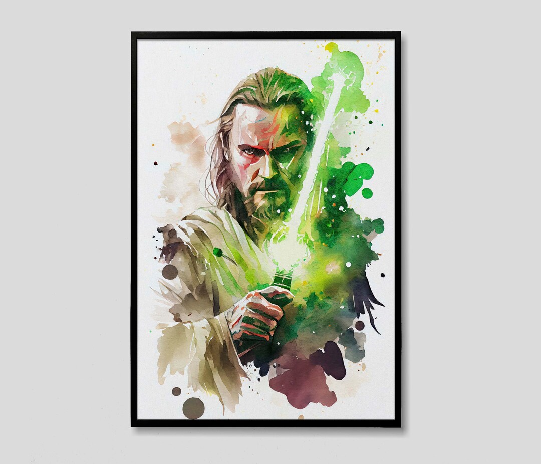 Qui-gon Jinn Star Wars Watercolor Art Print, Qui-gon Jinn Star Wars ...