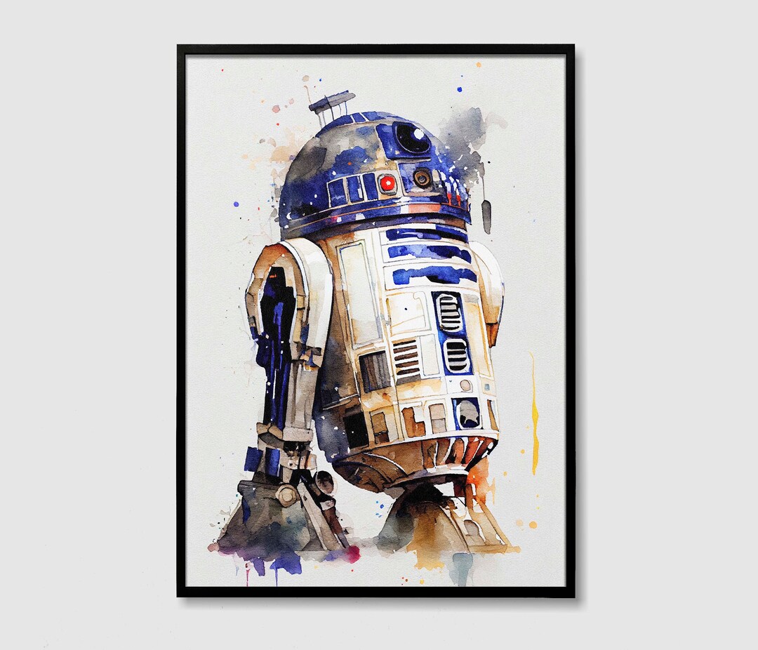 R2-D2 Droid Star Wars Watercolor Art Print, R2-D2 Star Wars Painting ...