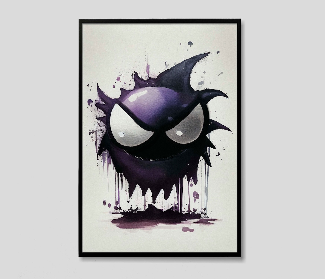 Gastly Pokémon Watercolor Art Print, Gastly Pokemon Painting Wall Art ...