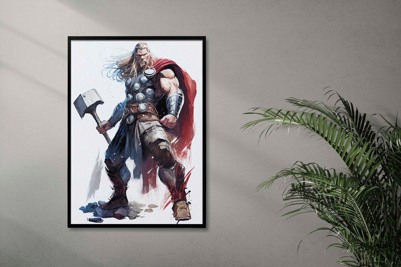 Avengers Thor Odinson Marvel Watercolor Art Print, Thor Avengers ...