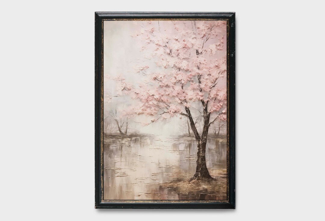 Vintage Landscape Painting of Tree, Vintage Tree Water Color Painting ...
