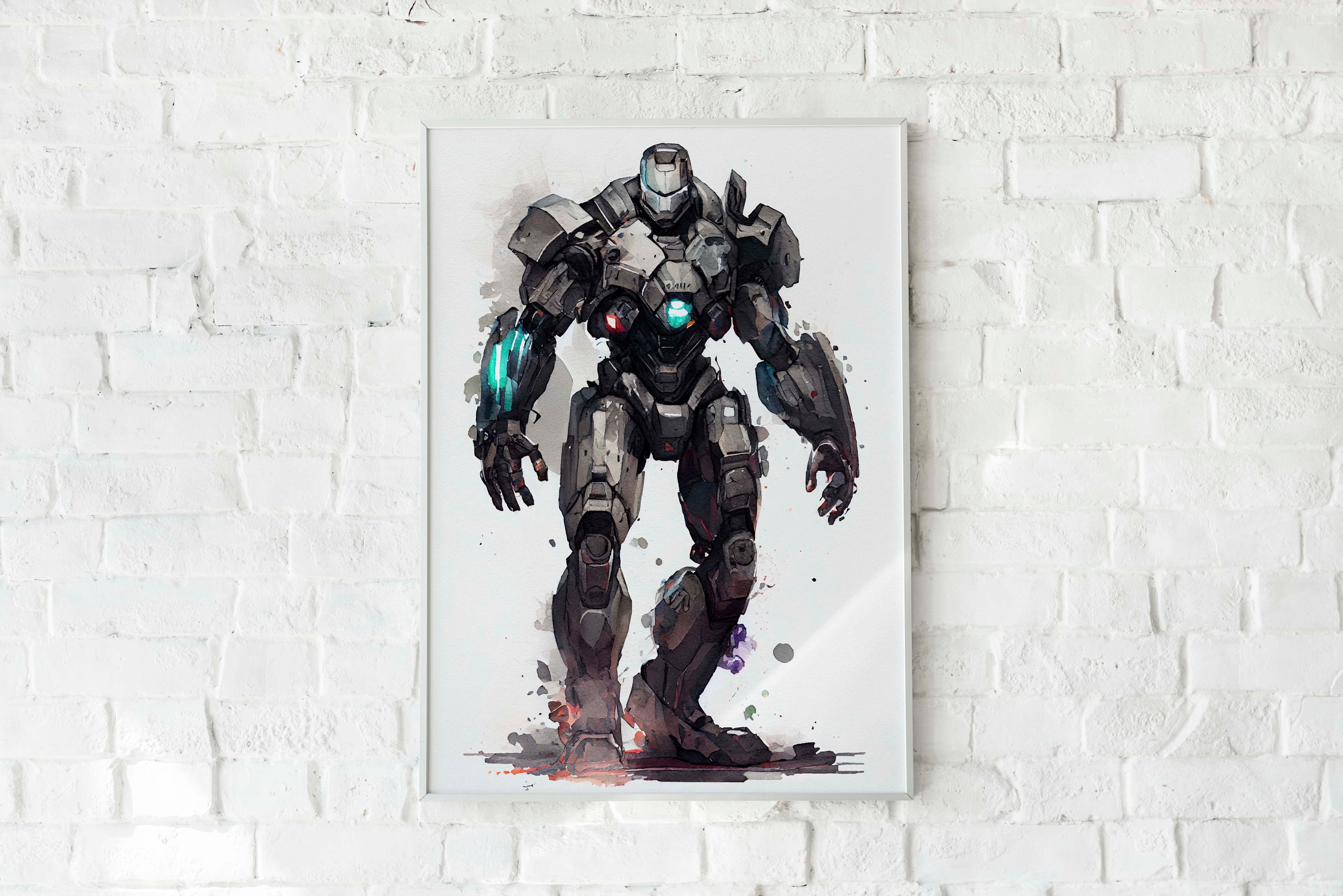 Avengers War Machine Marvel Watercolor Art Print, War Machine Avengers ...