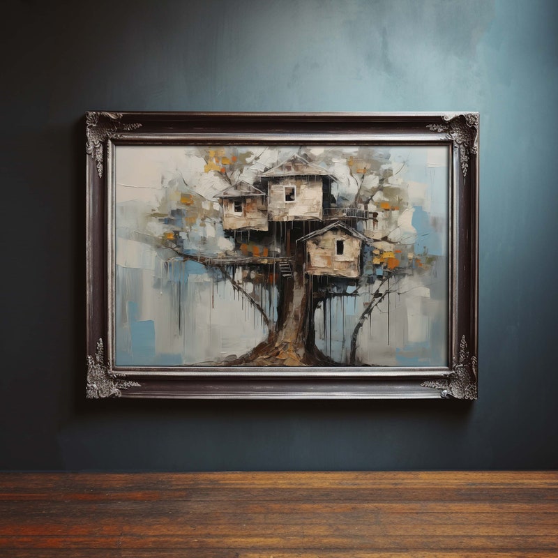 Treehouse Oil Painting - Etsy